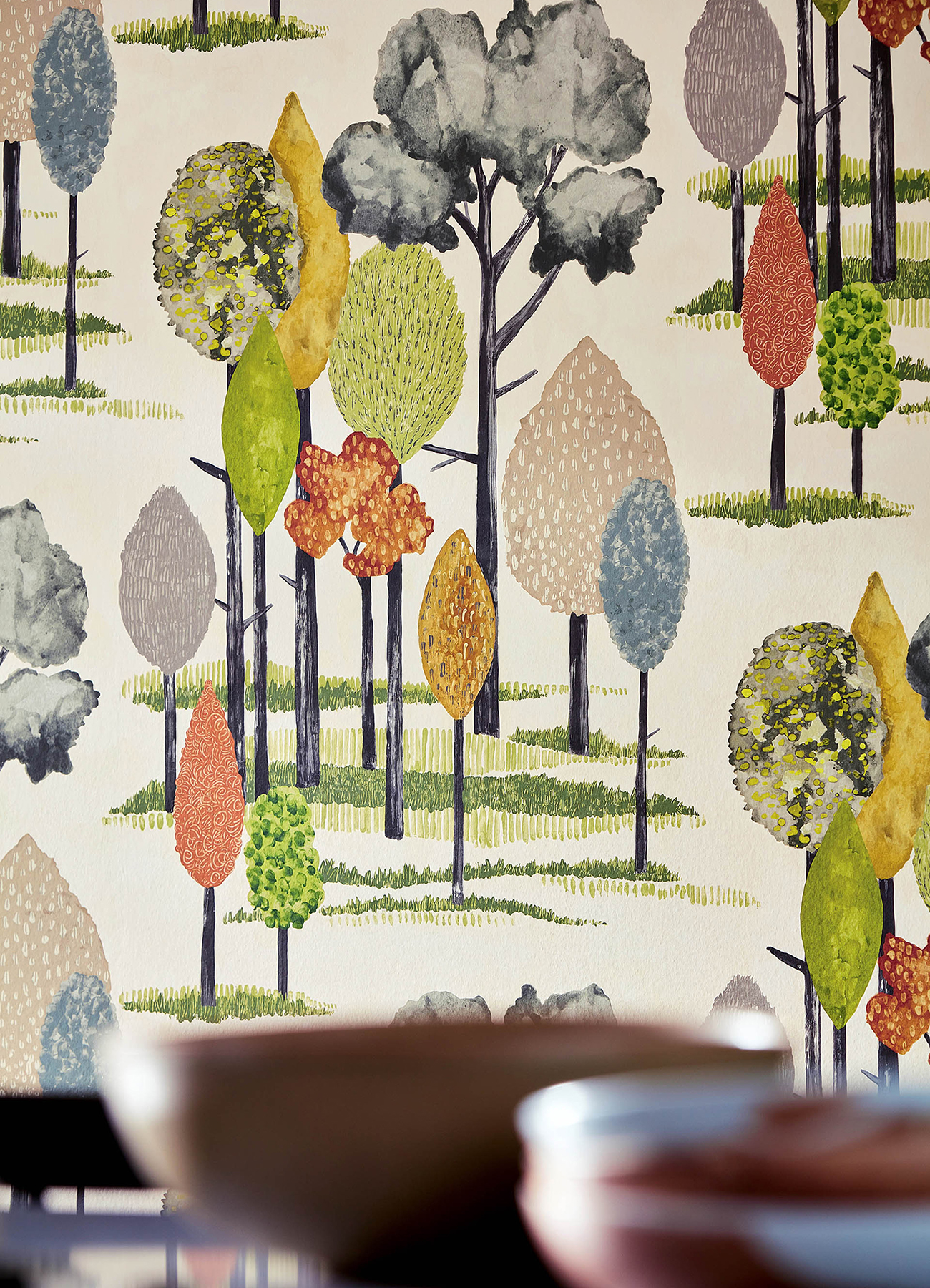 CEP50135W - Cypress Olive Tall Trees Wallpaper - by Ohpopsi