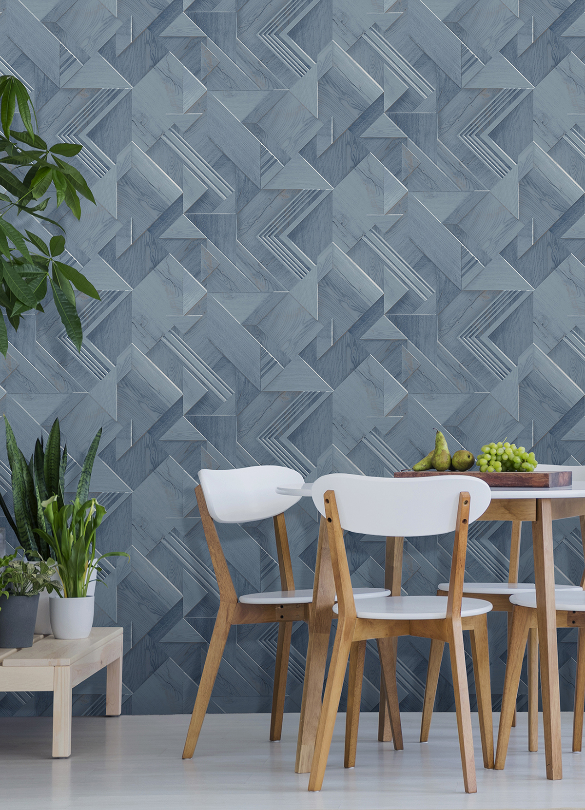 4041-35301 - Cassian Denim Wood Geometric Wallpaper - by Advantage