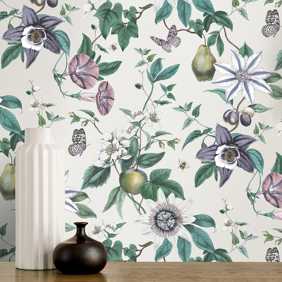 FD43059 - Sierra Silver Floral Wallpaper - by Fine Décor
