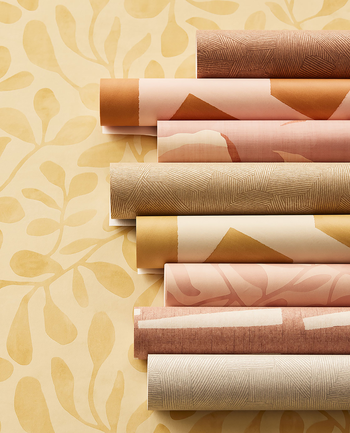 EJ318034 - Fiona Yellow Leafy Vines Wallpaper - by Eijffinger