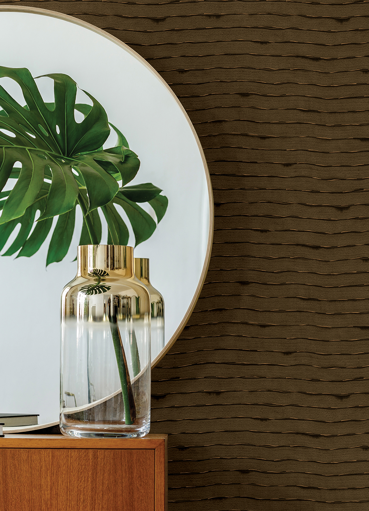 AST4681 - Naia Brown Horizontal Wavy Lines Wallpaper - by A-Street Prints