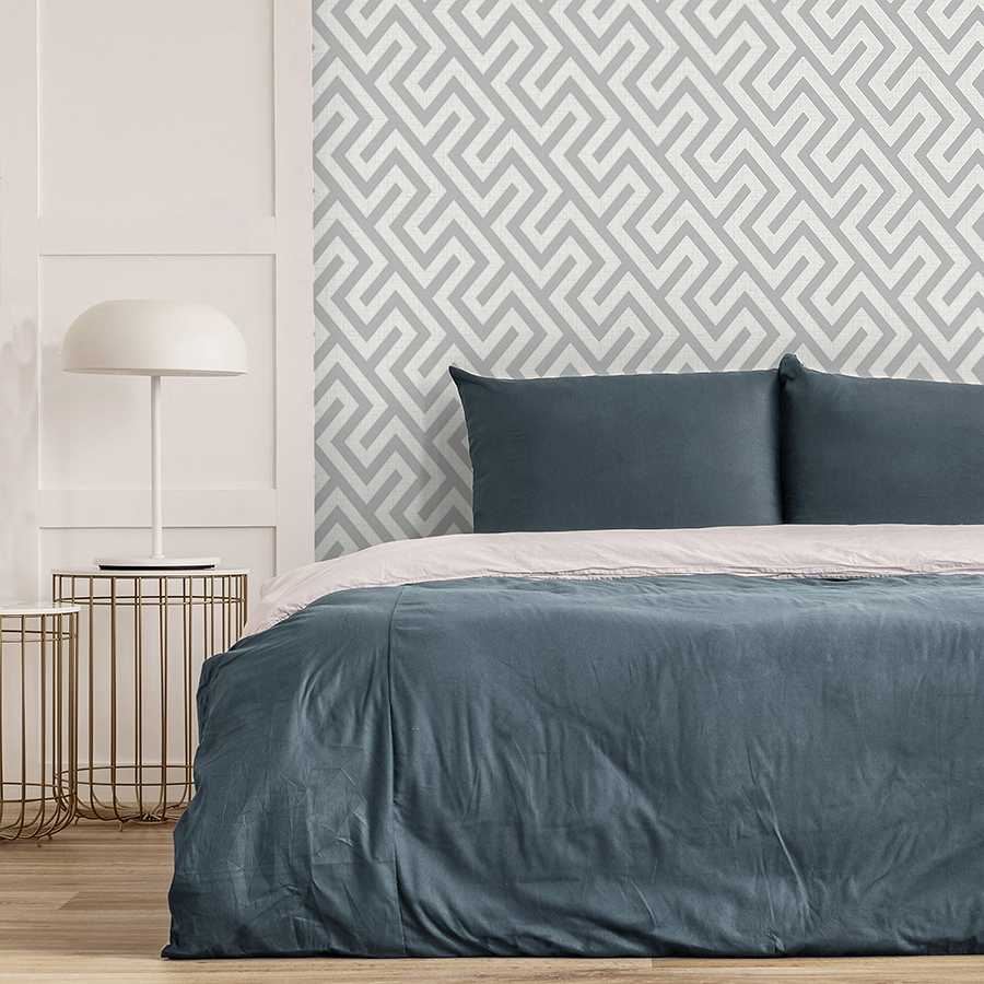 FD43071 - Meander Light Grey Geo Wallpaper - by Fine Décor