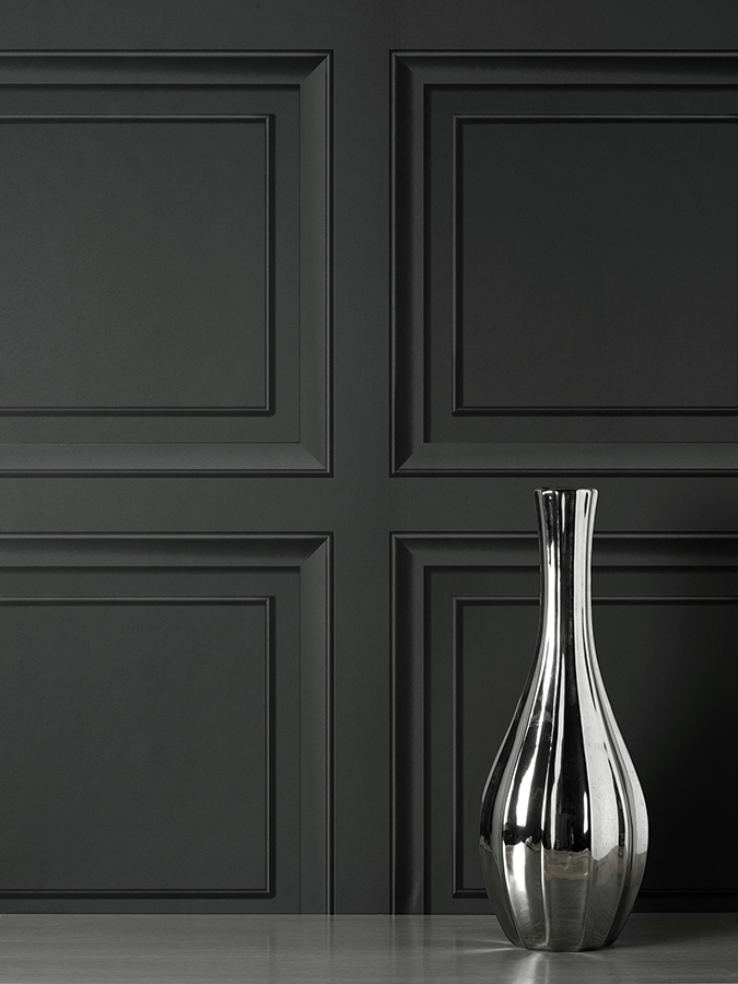 FD43001 - Distinctive Dark Grey Square Panel Wallpaper - by Fine Décor