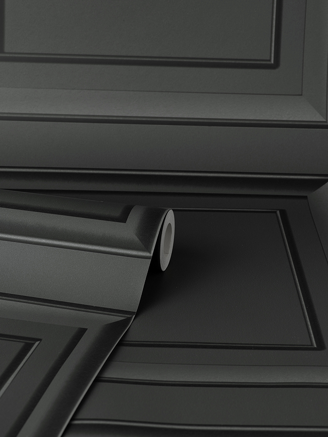 FD43001 - Distinctive Dark Grey Square Panel Wallpaper - by Fine Décor