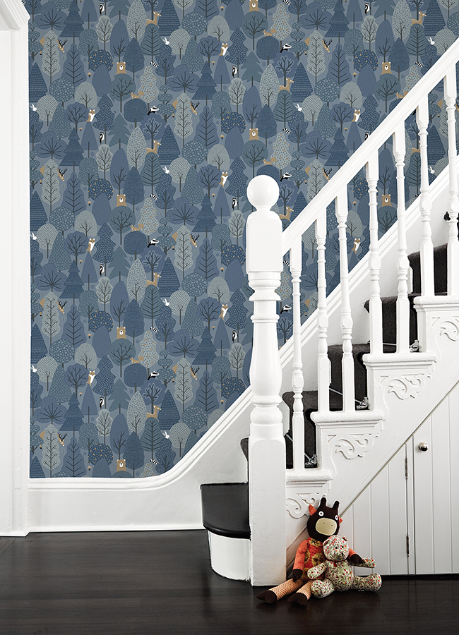 4060-51601 - Quillen Indigo Forest Wallpaper - by Chesapeake