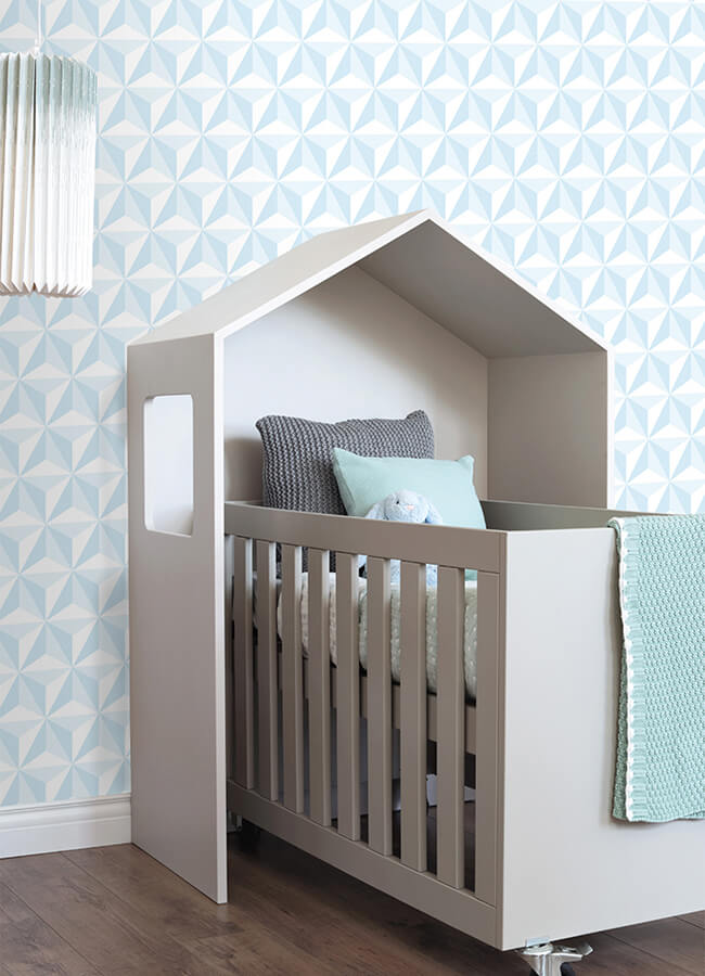 4060-138912 - Adella Sky Blue Geometric Wallpaper - by Chesapeake