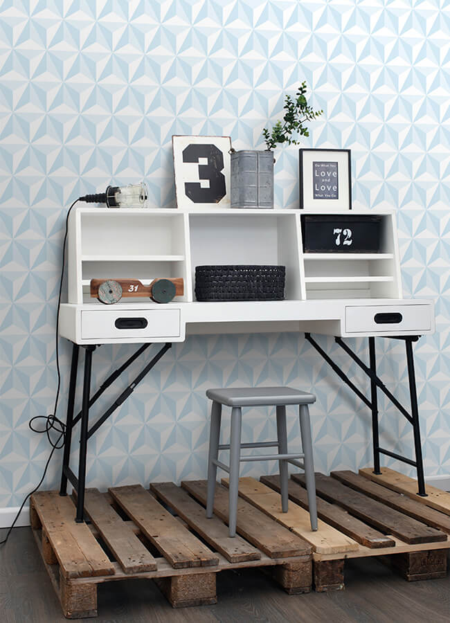 4060-138912 - Adella Sky Blue Geometric Wallpaper - by Chesapeake