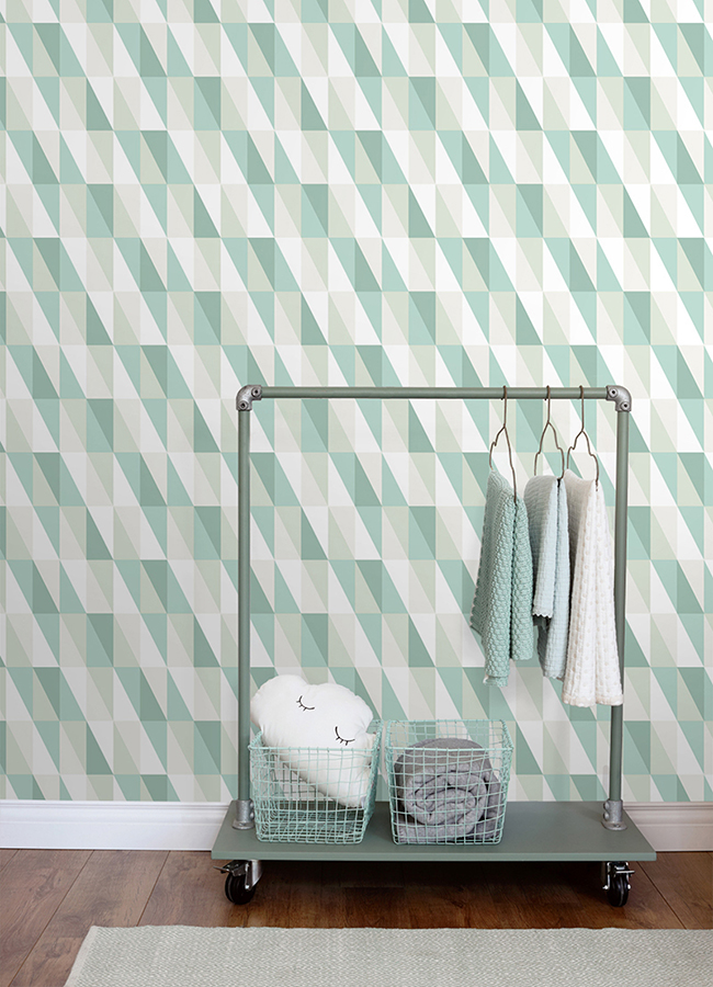 4060-138920 - Inez Teal Geometric Wallpaper - by Chesapeake