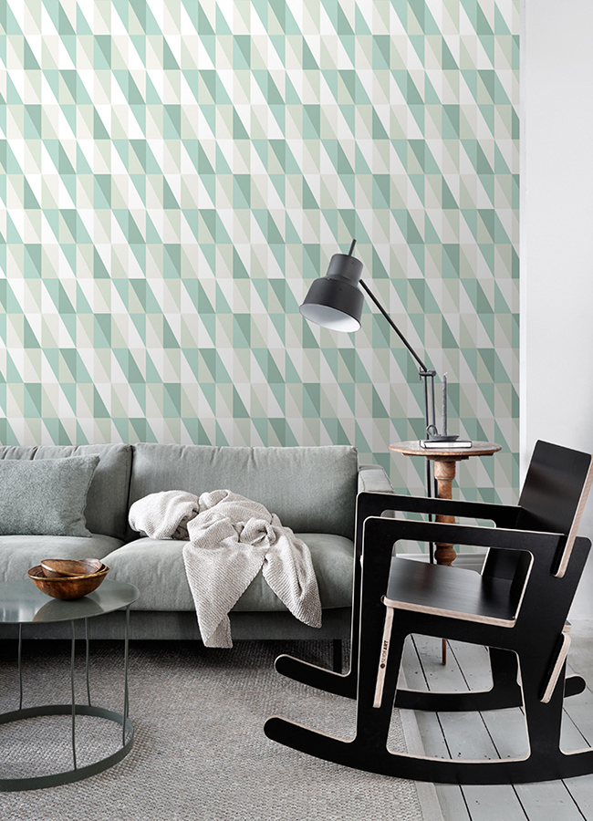 4060-138920 - Inez Teal Geometric Wallpaper - by Chesapeake