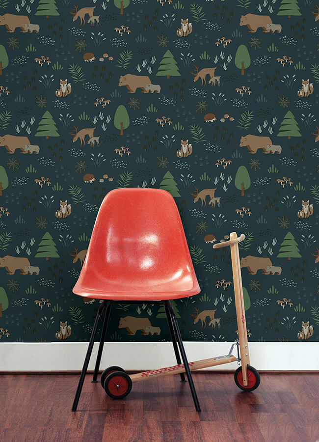 4060-139248 - Finola Dark Blue Bears Wallpaper - by Chesapeake