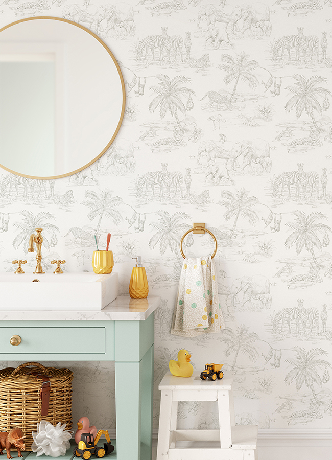 4060-347692 - Boheme Platinum Animals Wallpaper - by Chesapeake