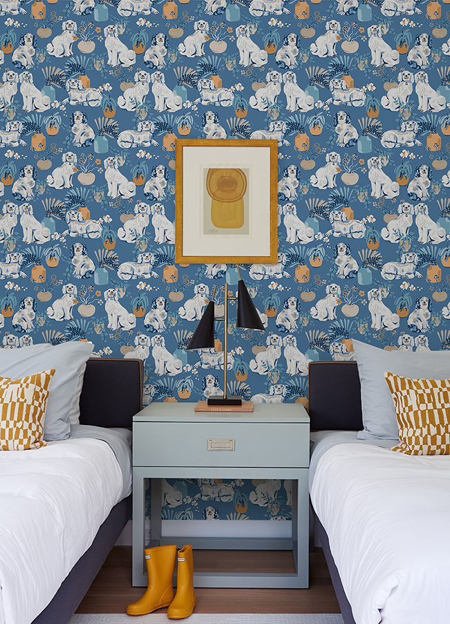 PFS4810 - Cerulean Good Dog Peel and Stick Wallpaper - by PrintFresh x ...