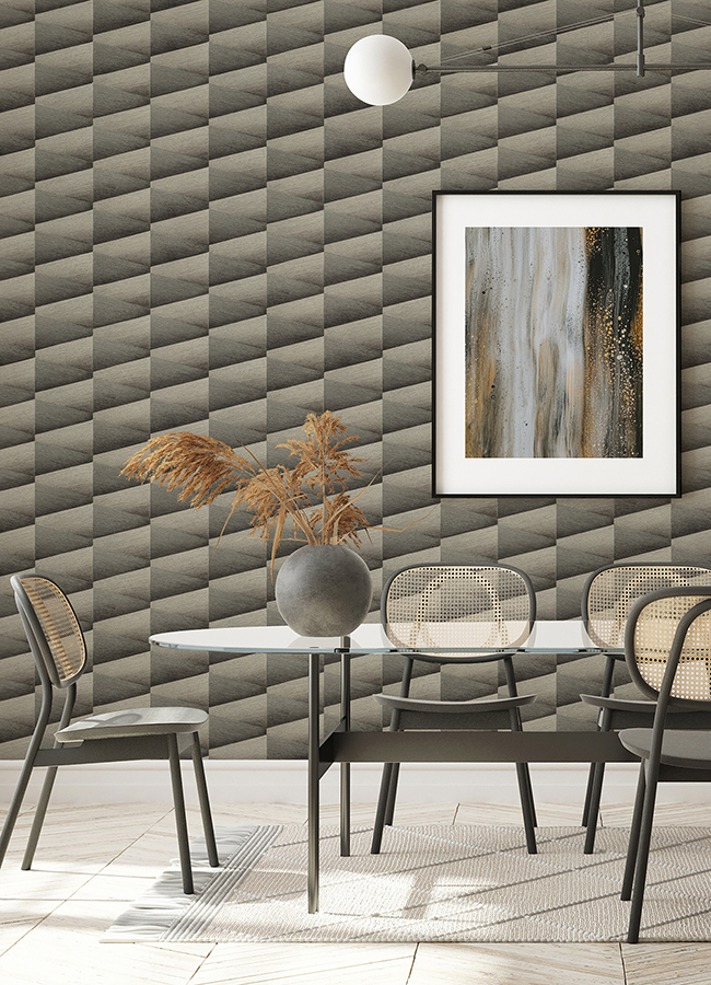 4096-554663 - Shae Dark Grey Geo Wallpaper - by Advantage