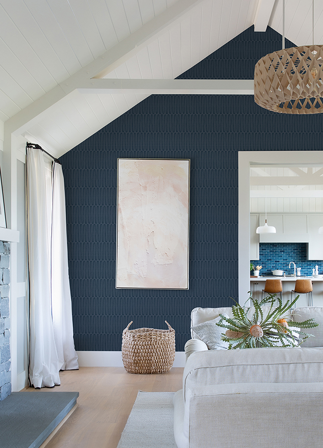 4066-26502 - Lars Navy Retro Wave Wallpaper - by A-Street Prints