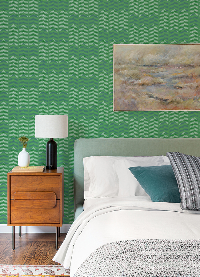 4066-26525 - Nyle Green Chevron Stripes Wallpaper - by A-Street Prints