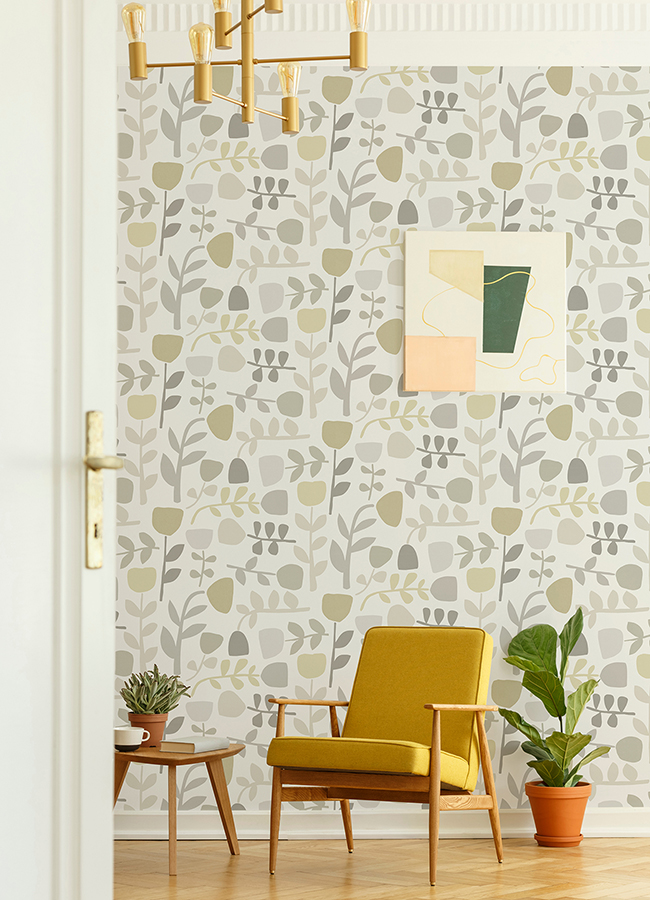 4066-26537 - Juni Neutral Abstract Tulips Wallpaper - by A-Street Prints