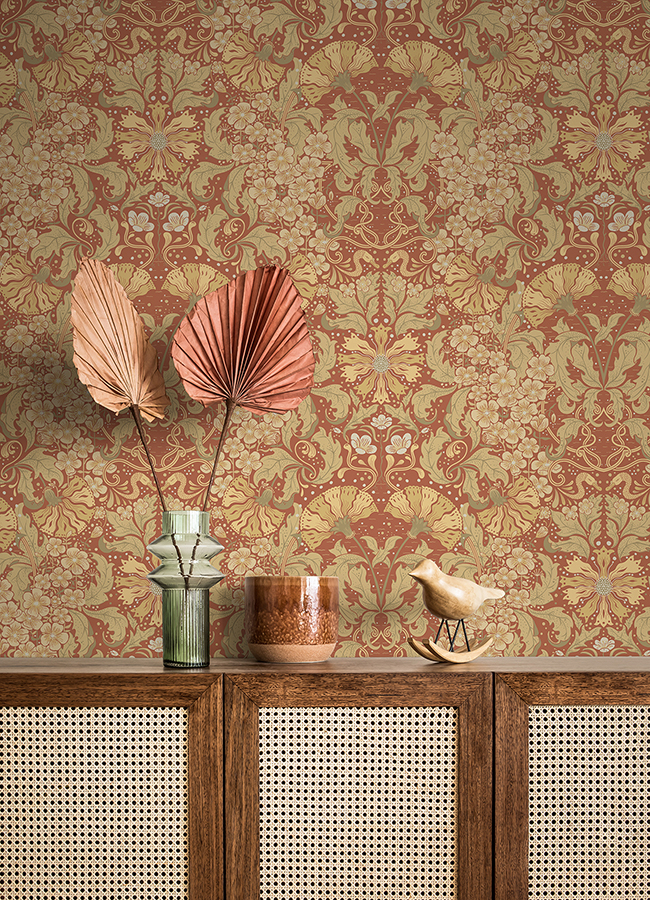 4080-83114 - Ojvind Rust Floral Ogee Wallpaper - by A-Street Prints