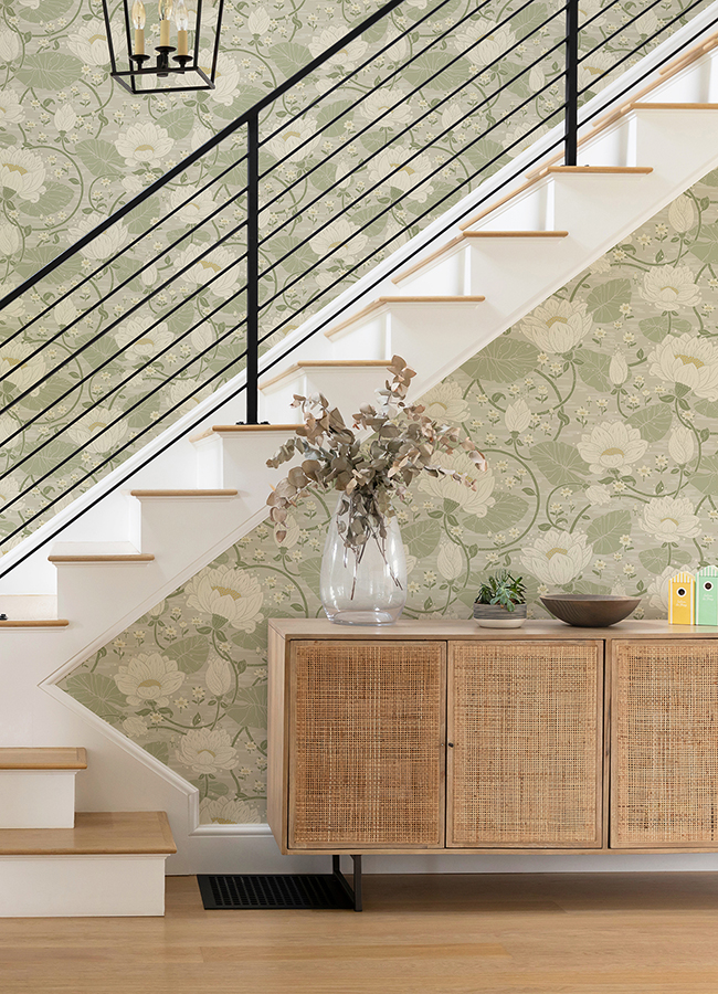 4080-83124 - Eva Light Grey Lotus Dreams Wallpaper - by A-Street Prints