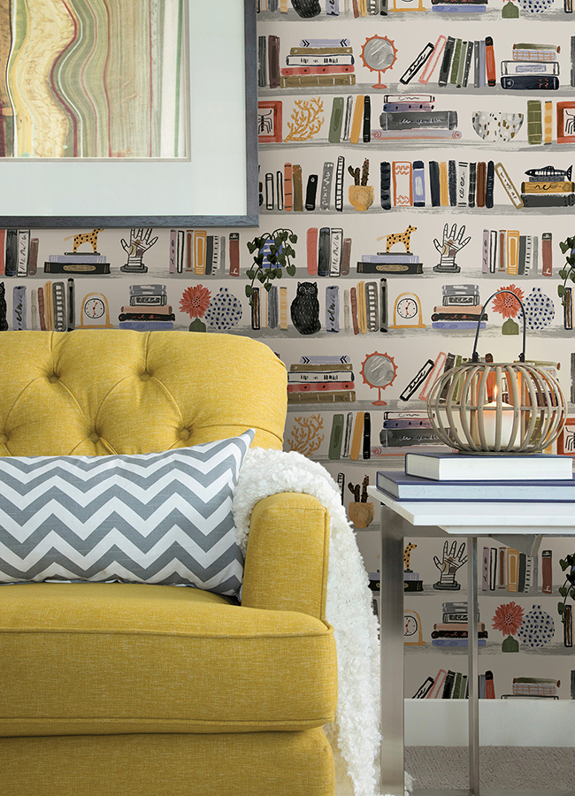 NUS4536 - Painterly Yellow Shelf Stories Novelty Peel and Stick ...