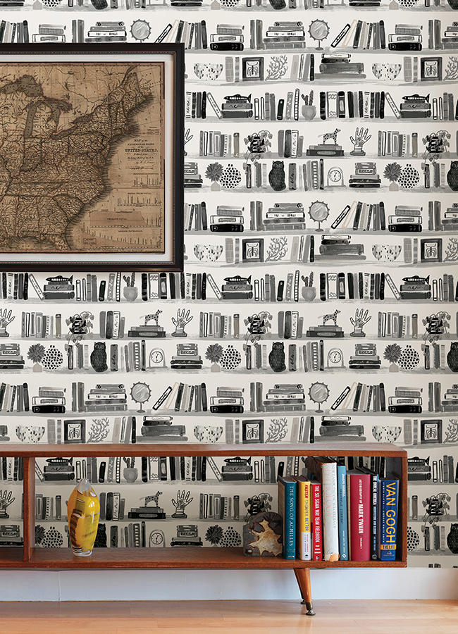 NUS4537 - Painterly Black Shelf Stories Novelty Peel and Stick ...