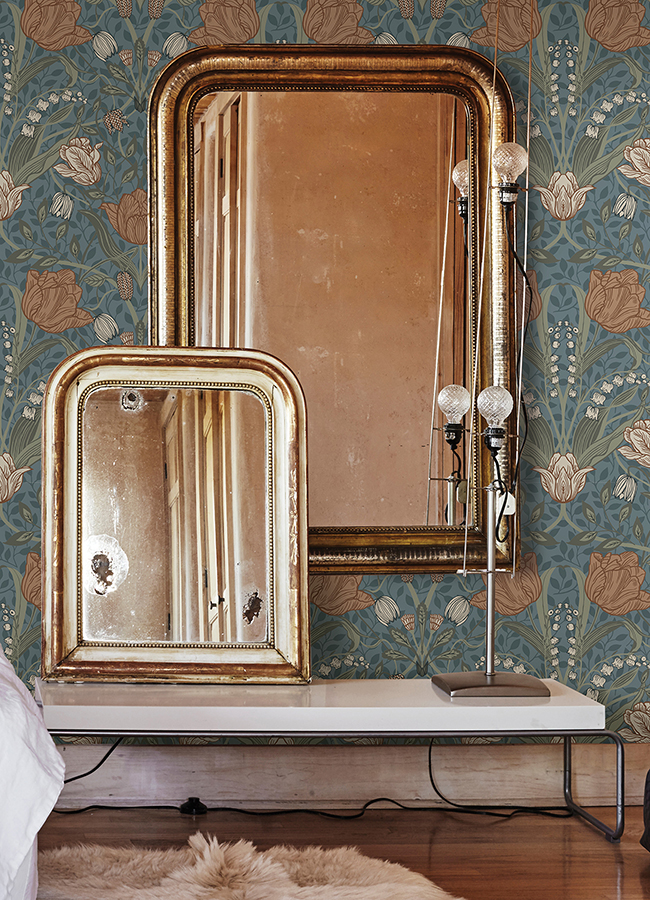 4080-33009 - Fillippa Blue Tulip Wallpaper - by A-Street Prints