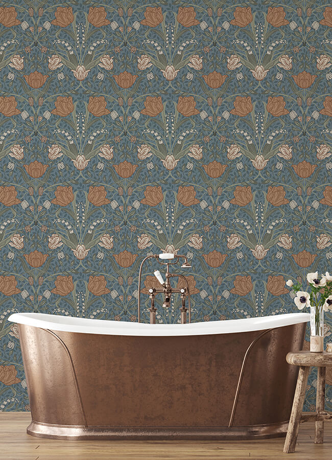 4080-33009 - Fillippa Blue Tulip Wallpaper - by A-Street Prints