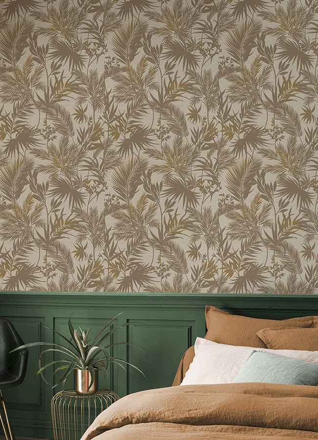 2980-704136 - Saura Brown Frond Wallpaper - by Advantage
