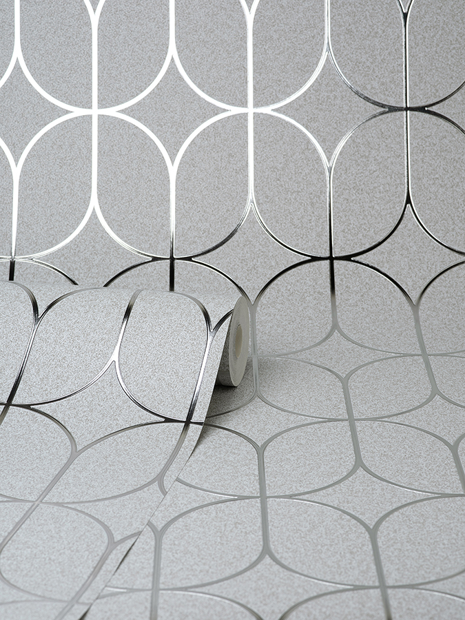 FD42803 - Raye Silver Rosco Trellis Wallpaper - by Fine Decor