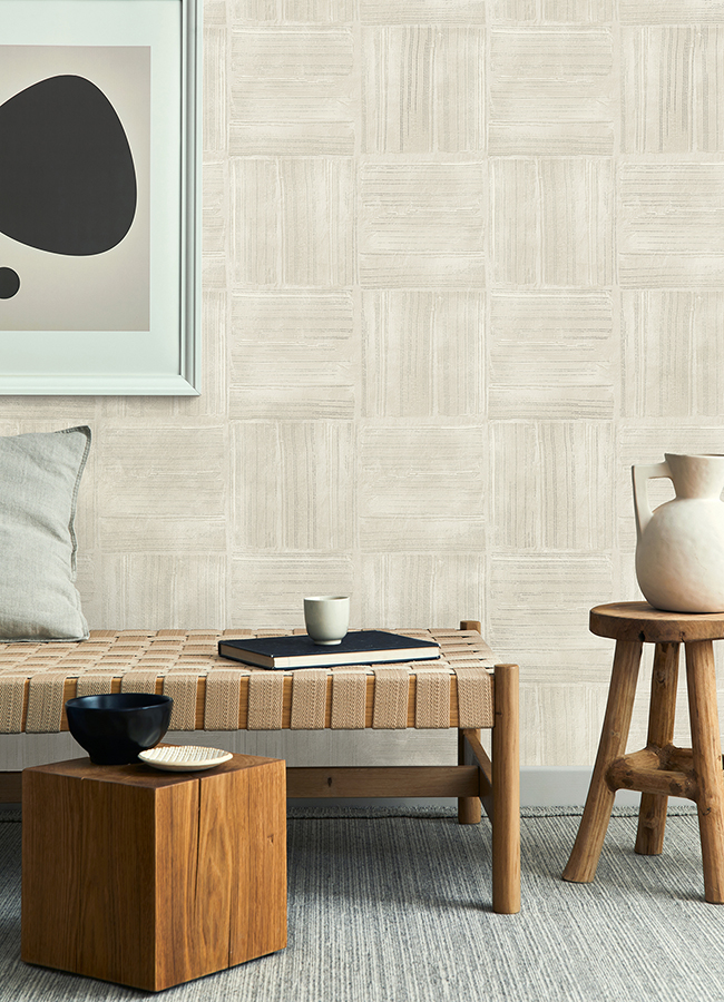 4125-26738 - Jasper Ivory Block Texture Wallpaper - by Advantage