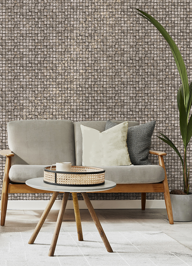 4125-26756 - Kingsley Grey Tiled Wallpaper - by Advantage