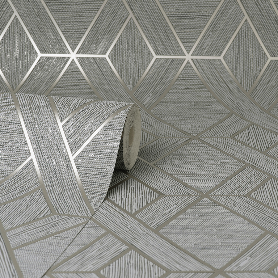 FD43152 - Malcolm Grey Geo Wallpaper - by Fine Decor