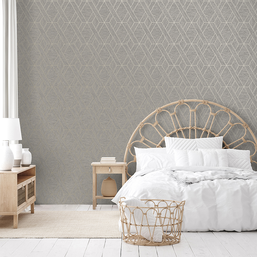 FD43152 - Malcolm Grey Geo Wallpaper - by Fine Decor