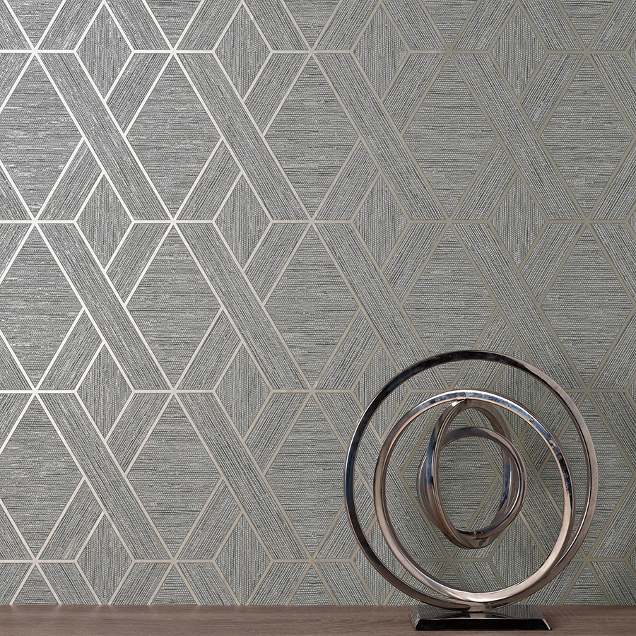 FD43152 - Malcolm Grey Geo Wallpaper - by Fine Decor