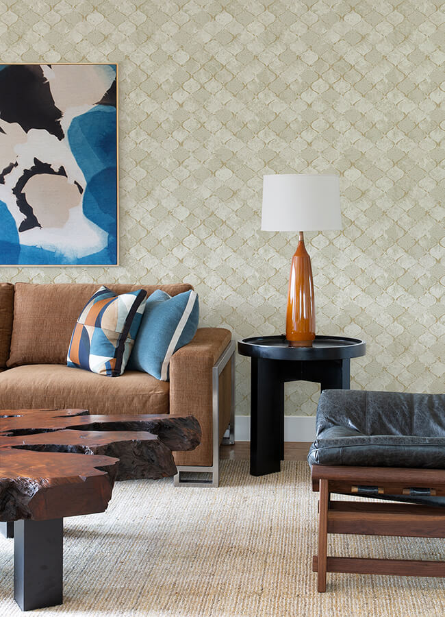 4105-86609 - Pilak Gold Ogee Tile Wallpaper - by A-Street Prints