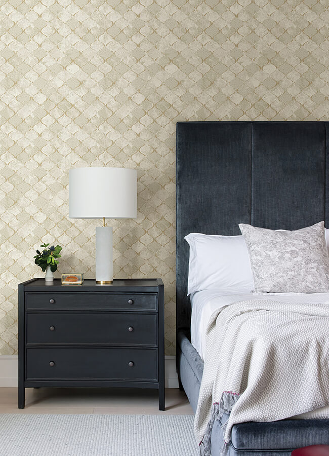 York Wallcoverings. 4105-86609 - Pilak Gold Ogee Tile Wallpaper - by A ...