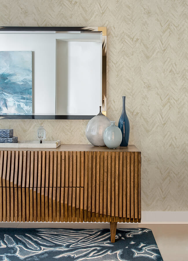 4105-86613 - Amesemi Cream Distressed Herringbone Wallpaper - by A ...