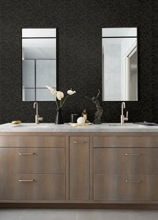 4105-86635 - Bulan Black Abstract Lines Wallpaper - by A-Street Prints