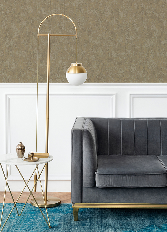 4105-86662 - Haliya Gold Metallic Plaster Wallpaper - by A-Street Prints