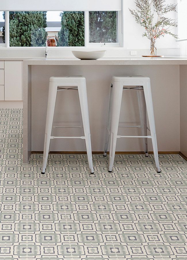 FP4667 - Teal Posey Peel and Stick Floor Tiles - by FloorPops