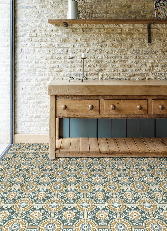 FP4665 - Yellow Ezra Peel and Stick Floor Tiles - by FloorPops