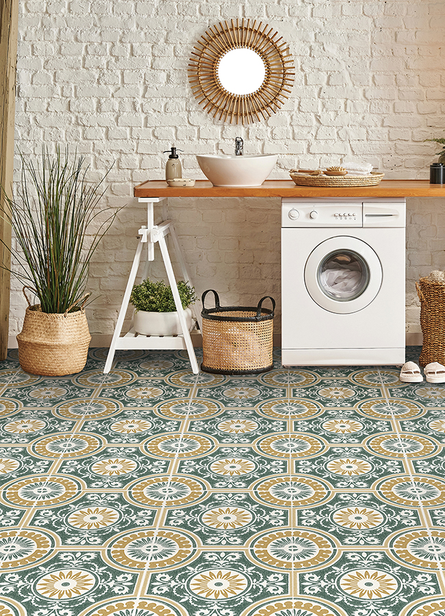 FP4665 - Yellow Ezra Peel and Stick Floor Tiles - by FloorPops