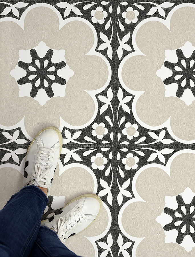 FP4662 - Black Daphne Peel and Stick Floor Tiles - by FloorPops