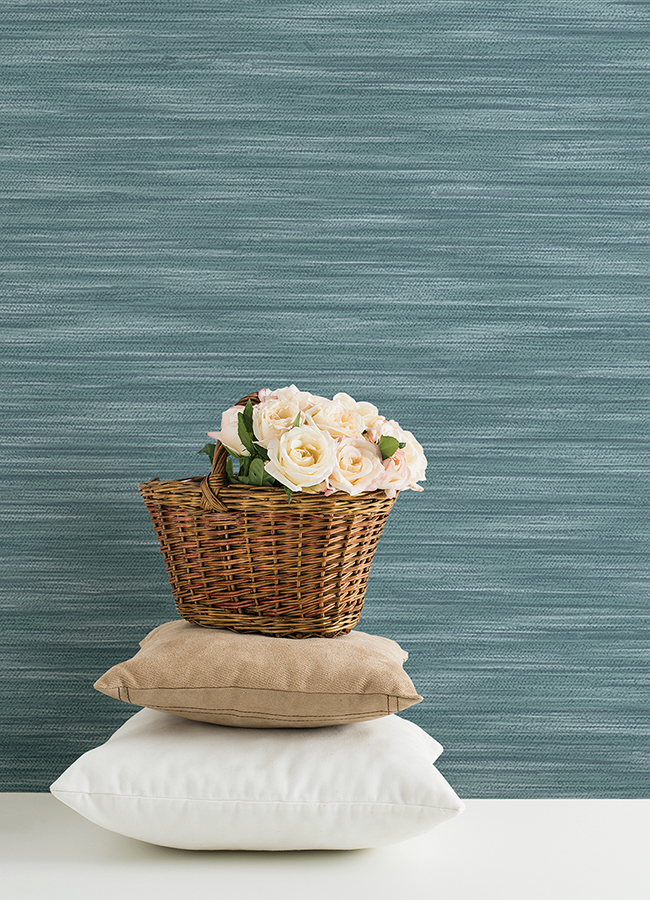 4046-26154 - Benson Dark Blue Faux Fabric Wallpaper - by A-Street Prints