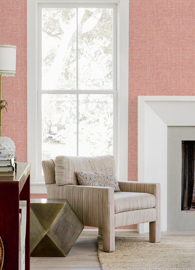 4046-26355 - Emerson Coral Linen Wallpaper - by A-Street Prints