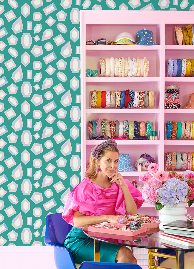 LSS4952 - Lele Gems Teal Peel and Stick Wallpaper - by LeLe Sadoughi x ...