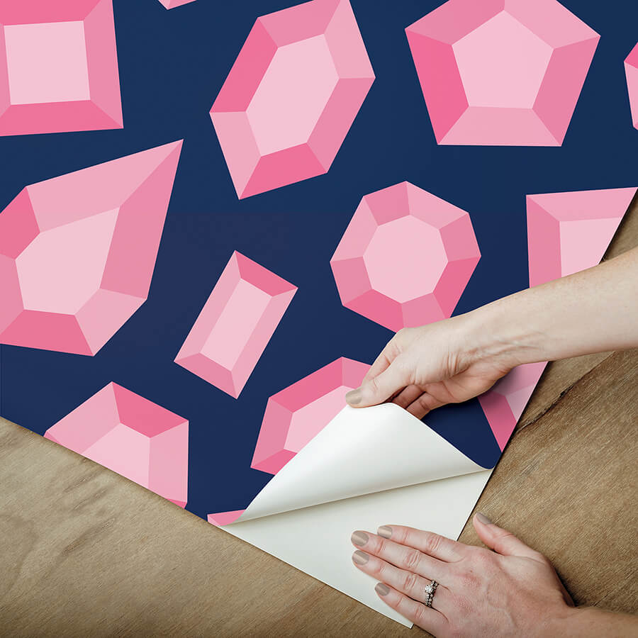 LSS4953 - Lele Gems Navy Peel and Stick Wallpaper - by LeLe Sadoughi x ...