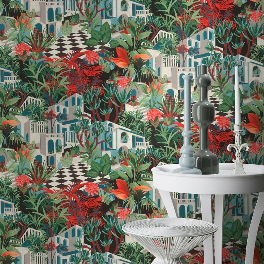 RH687408 - Merian Multicolor Architectural Wallpaper - by Rasch