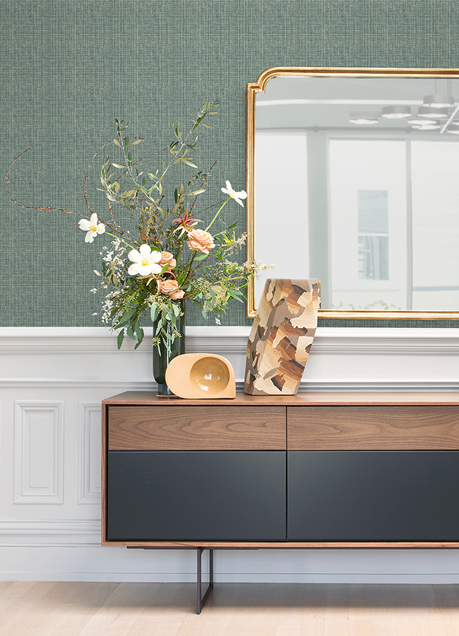 4120-26833 - Kantera Green Fabric Texture Wallpaper - by A-Street Prints