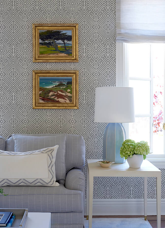 York Wallcoverings. 4120-26854 - Lyon Grey Geometric Key Wallpaper - by ...