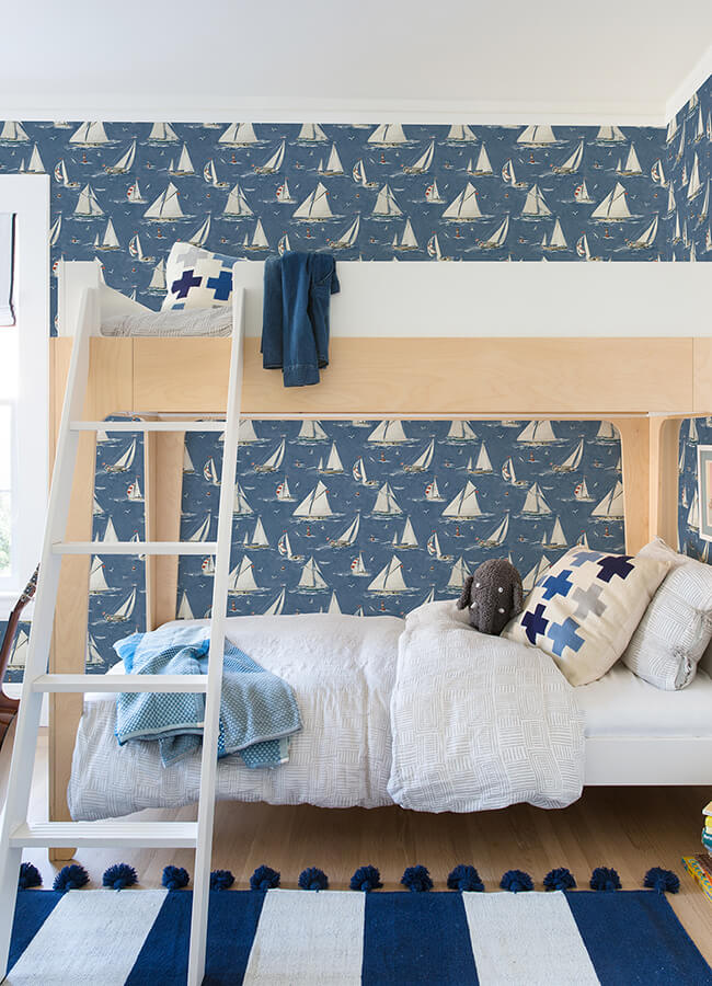 York Wallcoverings. 4071-71035 - Leeward Navy Sailboat Wallpaper - by ...